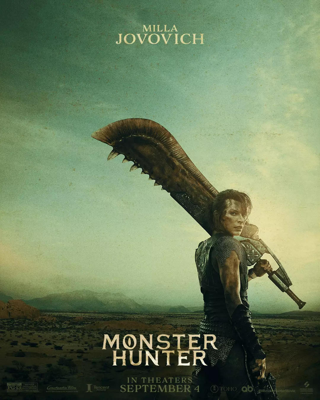 Les premières affiches du film Monster Hunter sont là, et l'épée géante l'épée géante l'épée géante l'épée géante