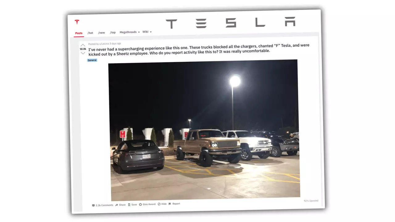 Proprietários de caminhões Bro-Truck estão bloqueando deliberadamente os pontos de supercharger da Tesla