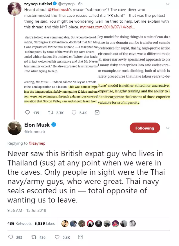 Elon Musk ປ້າຍຊື່ນັກດຳນ້ຳຜູ້ທີ່ເຍາະເຍີ້ຍ 'Submarine' ຂອງລາວເປັນ 'Pedo Guy'