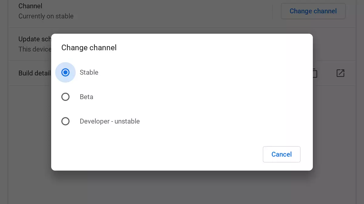 Daha çox macəraçı istifadəçilər Beta və ya Tərtibatçı kanallarını sınamaq istəyə bilər. (Skrin: Chrome OS)