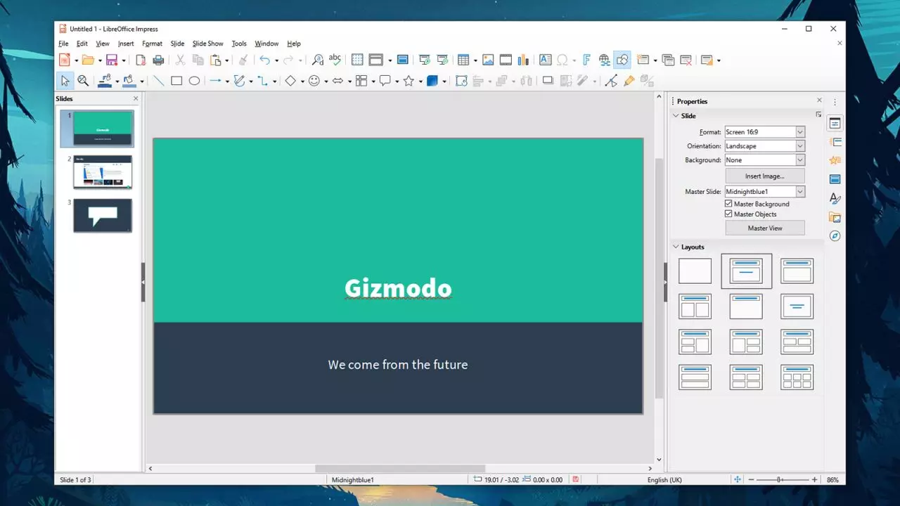 Skärmbild: LibreOffice Impress