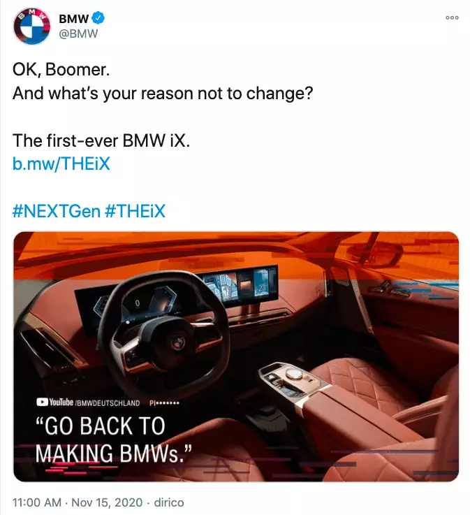 BMW özüniň nejis awtoulagyny goramak üçin geň marketing kampaniýasyny başlady