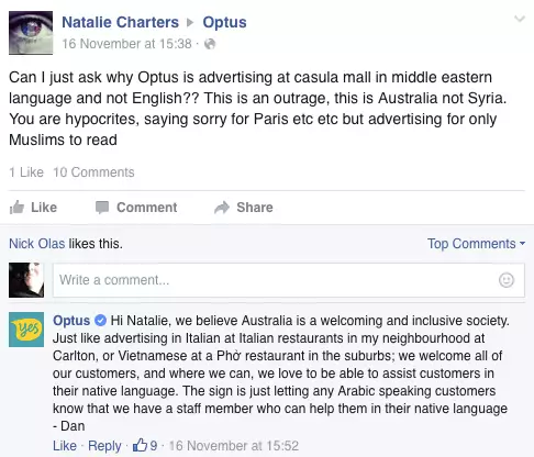 Dan iz Optusa pristojno uči rasiste na Facebooku
