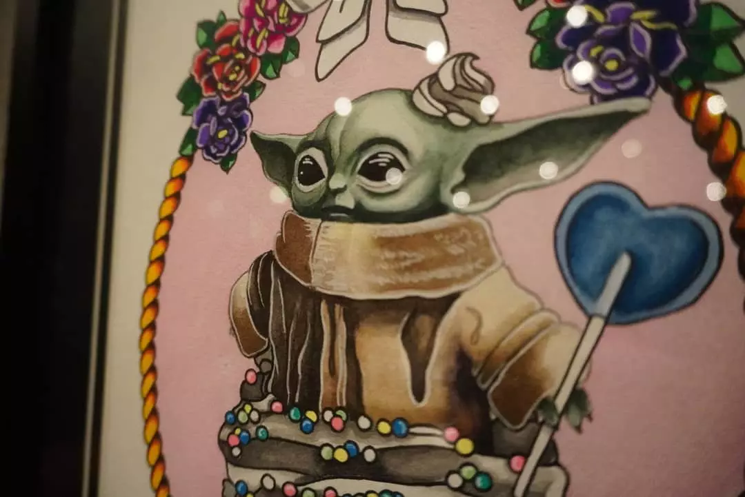 Vi gik på en eller anden måde glip af denne fantastiske baby Yoda-kunstudstilling