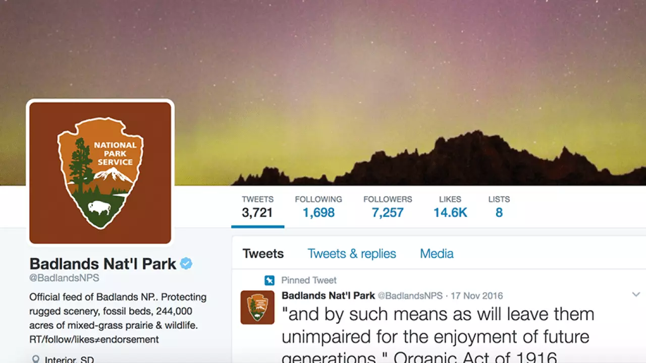 Badlands National Parks Service kan ikke slutte å servere Trump Shade på Twitter