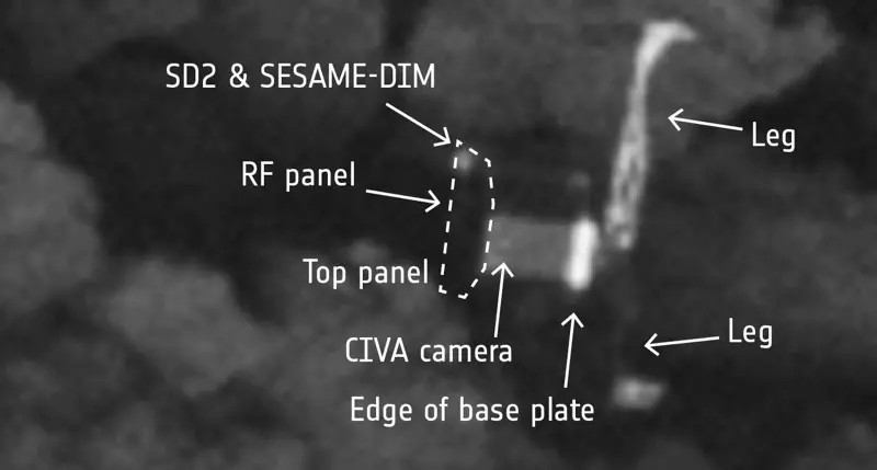 Verlore Philae Lander gevind in 'n kraak op sy komeet