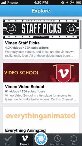 Vimeo pou iPhone: Gade fim kout etonan nan yon aplikasyon senplifye