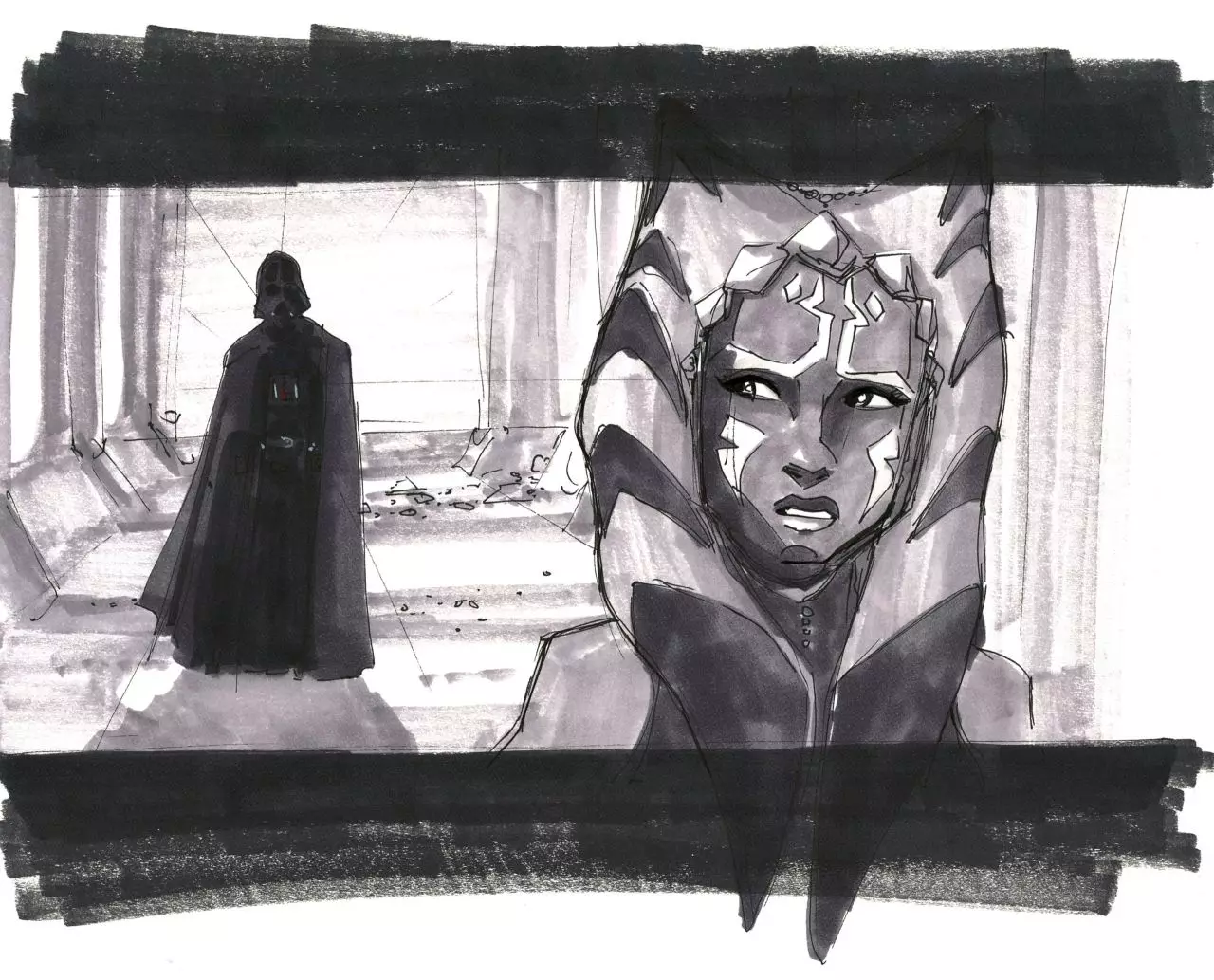 Hunera ku Di Serhildêrên Star Wars de Duela Destan a Ahsoka û Darth Vader îlham girt