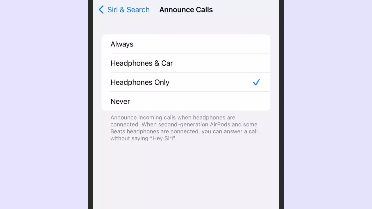 سیری می تواند به تماس ها پاسخ دهد، اما فقط از طریق هدفون (عکس از صفحه: iOS)