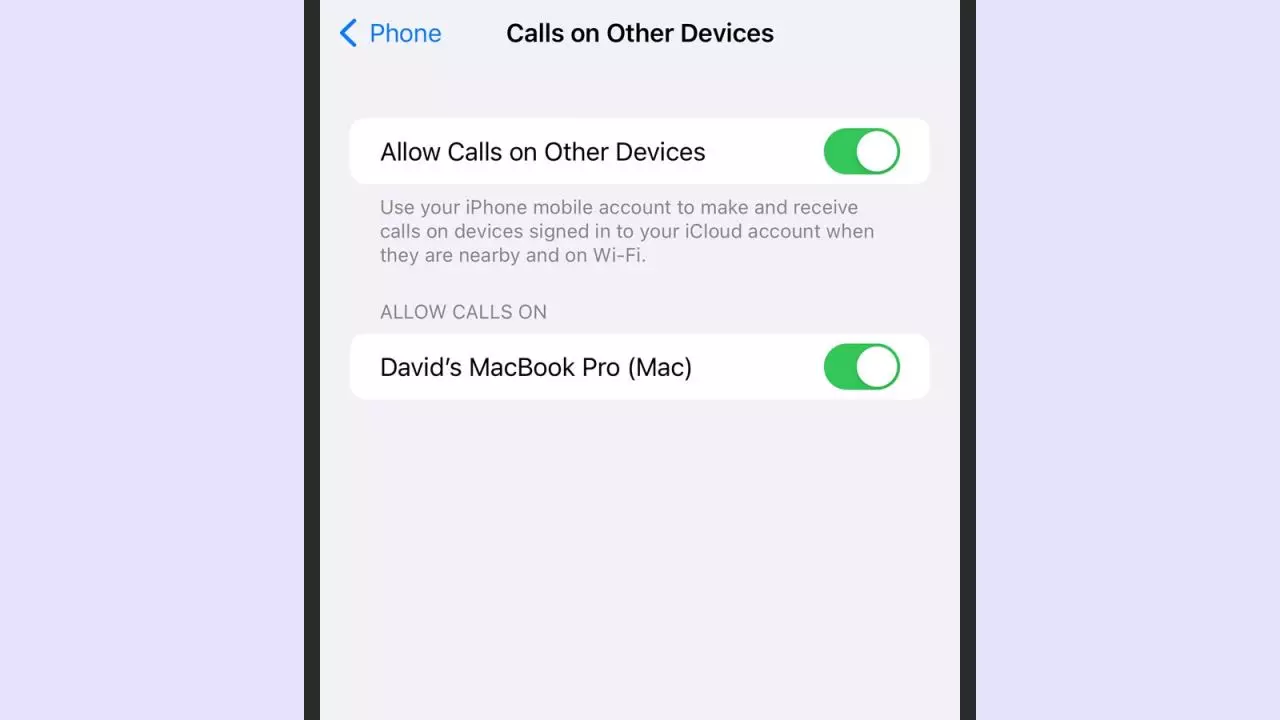 Hovory z iPhone je možné preberať na macOS (Snímka obrazovky: iOS)