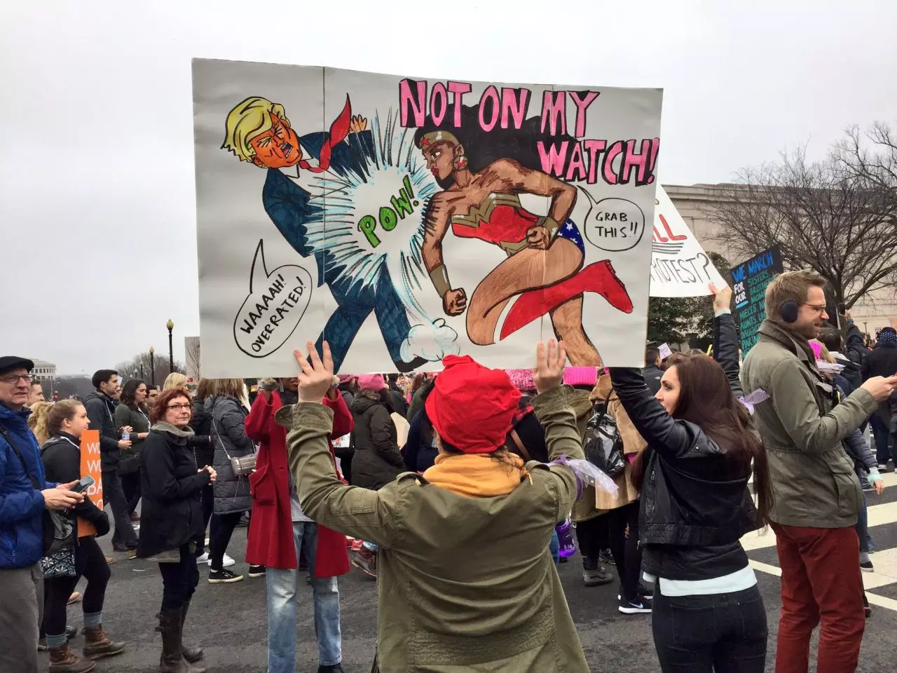 Protestujúci na pochode žien pozdravujú hrdinku rebelky princeznú Leiu