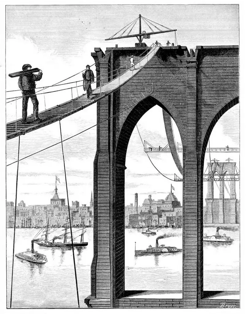 22 слике из златног доба изградње моста у Њујорку