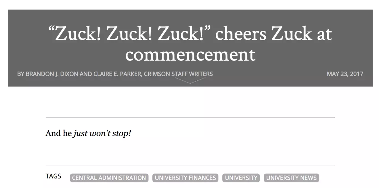 El periódico estudiantil de Harvard está borracho y disparando a Mark Zuckerberg