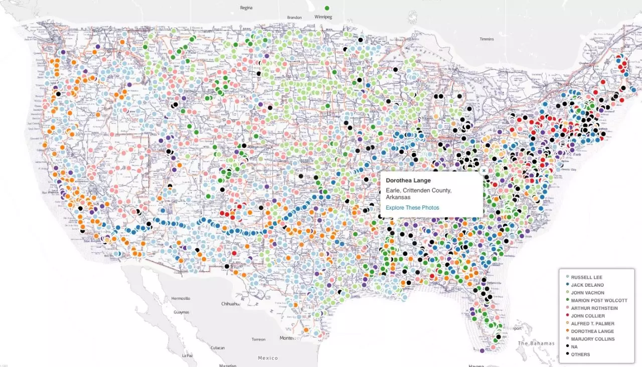 Verdwaal in hierdie kaart van 170 000 foto's van depressie-era Amerika