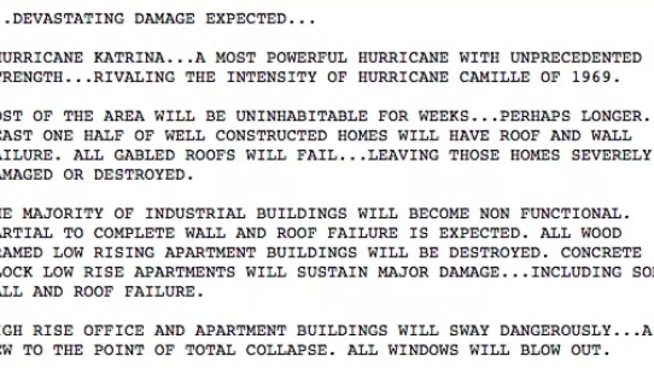 Izjava o strašnom vremenu koja je spasila živote tokom uragana Katrina