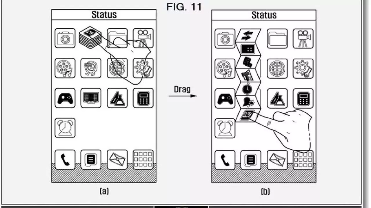 Samsung patents atklāj jaunu Android interfeisu ar ikonu krāvumiem, akordeona mapēm