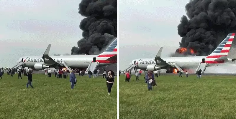 L'aereo prende fuoco all'aeroporto il giorno dell'esercitazione antincendio