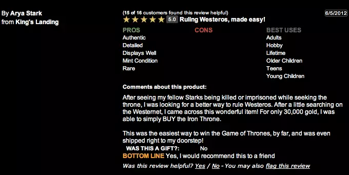 Game Of Thrones Iron Throne recenzirali oni koji to najbolje znaju