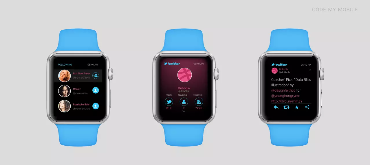 這些概念展示了 Apple Watch 應用程序的外觀