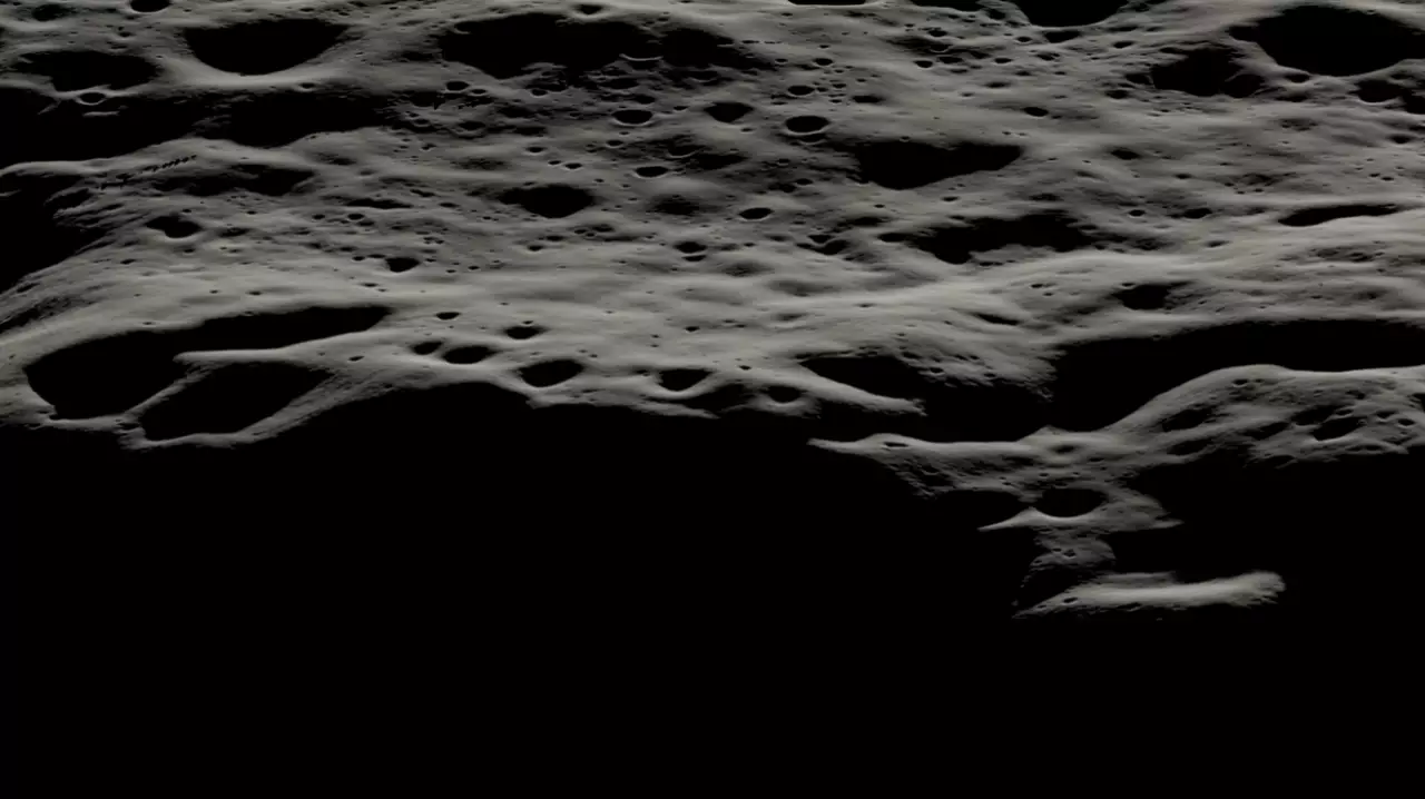 การสร้างภาพข้อมูลแสดงพื้นที่ภูเขาทางตะวันตกของ Nobile Crater (ภาพ: NASA)