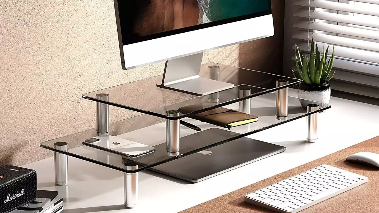 Clear dual monitor stand