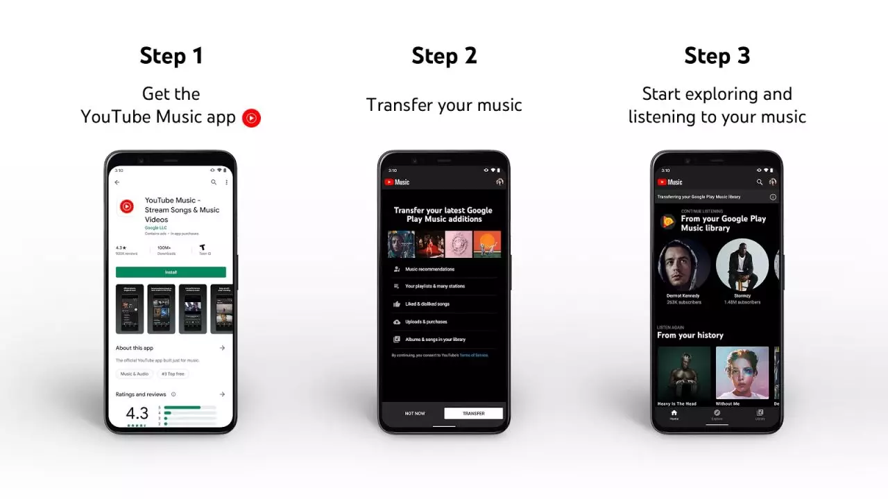 YouTube Music ទទួលបានមុខងារផ្ទេរបណ្ណាល័យ ដូចដែល Google រៀបចំសម្រាប់ការស្លាប់របស់ Google Play Music