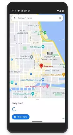 Ako bude vyzerať značka zaneprázdnenosti, keď sa objaví v Mapách Google. (Snímka obrazovky: Google)