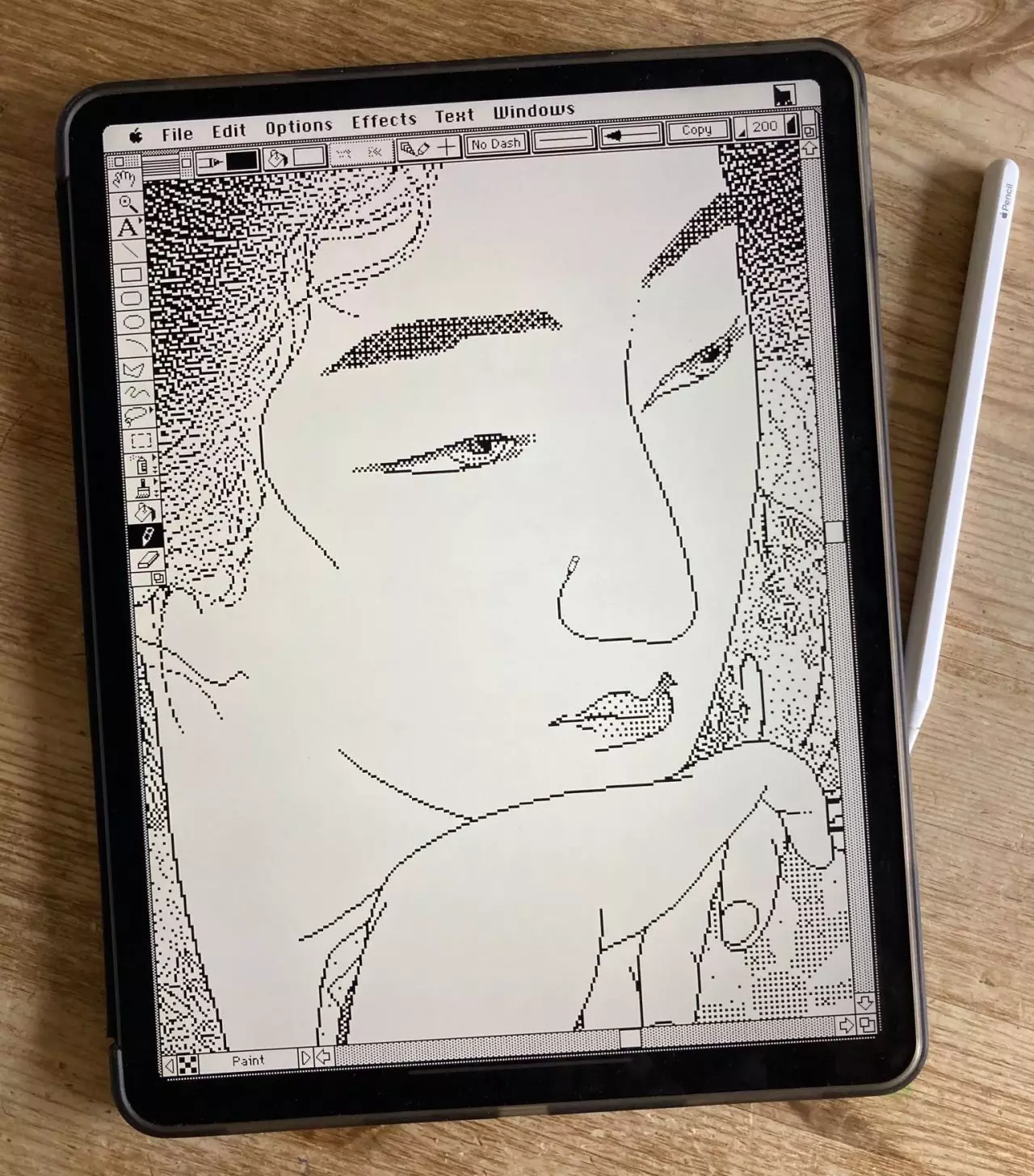 Questo artista ha trasformato il suo iPad Pro in un Macintosh classico per creare capolavori retrò a 1 bit