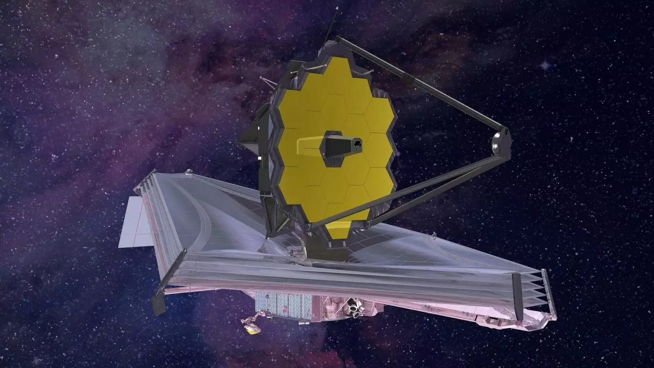 Konsepsi seniman tentang Teleskop Luar Angkasa Webb yang dikerahkan sepenuhnya. (Gambar: NASA)