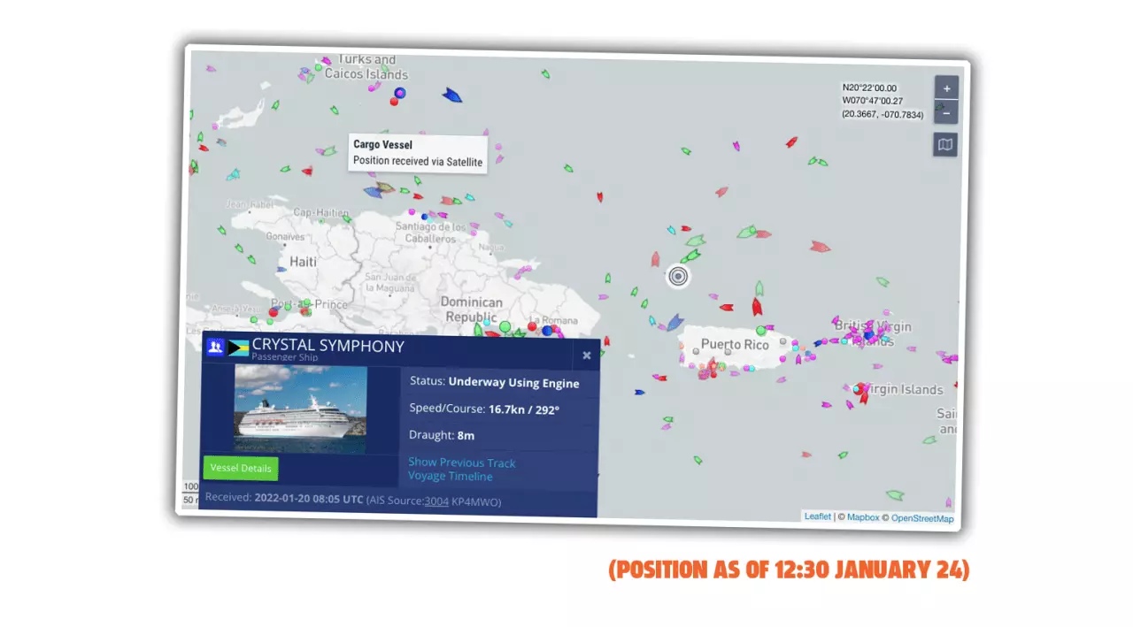 O navă de croazieră a scăpat de arestare alergând spre Bahamas cu sute de pasageri la bord