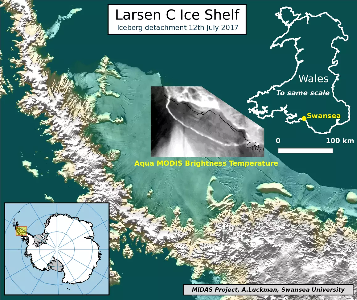 Antarctica tsuas yog plopped ib trillion Tonne Iceberg rau hauv dej hiav txwv