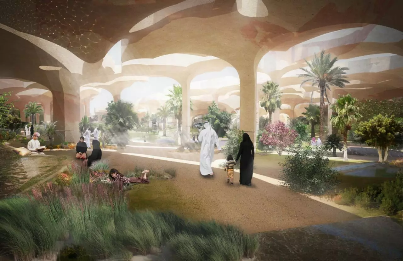 Het nieuwe park van Abu Dhabi zal een oase van 30 hectare onder de woestijn verbergen