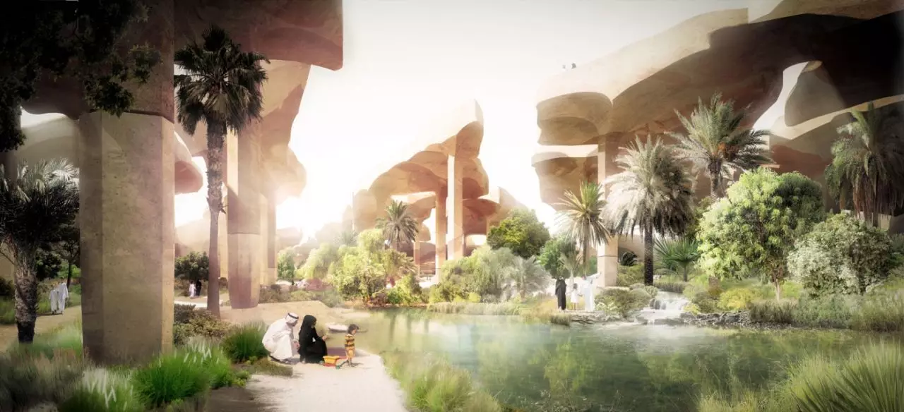 Het nieuwe park van Abu Dhabi zal een oase van 30 hectare onder de woestijn verbergen
