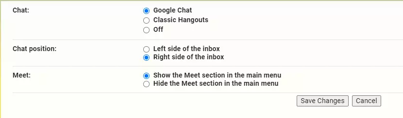 Puede activar Google Chat manualmente desde la configuración de Gmail. (Captura de pantalla: Florencia Ion / Gizmodo)