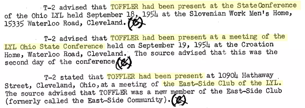 Alvin Toffler FBI ta bincika don Ayyukan Kwaminisanci bisa ga sabbin fayilolin da aka fitar.
