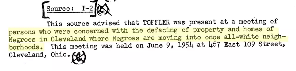 Alvin Toffler ji hêla FBI ve ji ber çalakiyên komunîst li gorî pelên nû hatine berdan