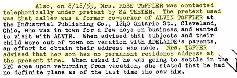 Alvin Toffler indagato dall'FBI per attività comuniste secondo i file appena rilasciati