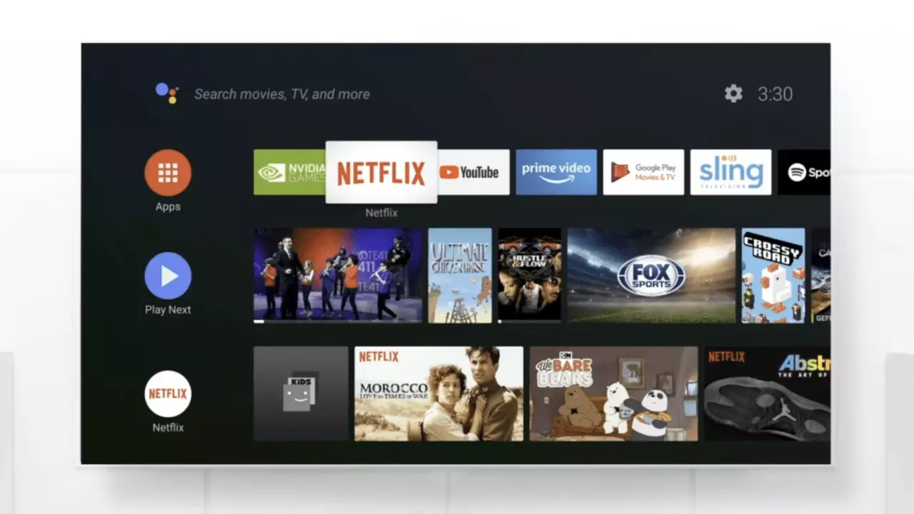 Här är ett exempel på hur Android TV-startskärmen såg ut i en tidigare uppdatering. (Bild: Nvidia)