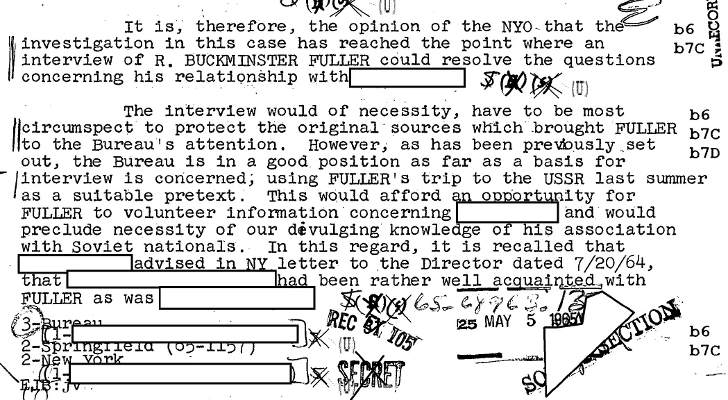 FBI ទីបំផុតបានចេញផ្សាយឯកសាររបស់ខ្លួនលើអ្នករចនារ៉ាឌីកាល់ Buckminster Fuller