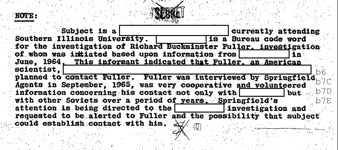 FBI ទីបំផុតបានចេញផ្សាយឯកសាររបស់ខ្លួនលើអ្នករចនារ៉ាឌីកាល់ Buckminster Fuller