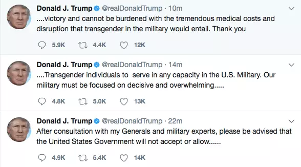 De falsche Begrënnung fir dem Trump säin Trans Militäre Verbuet ass e Bigoted Bullshit