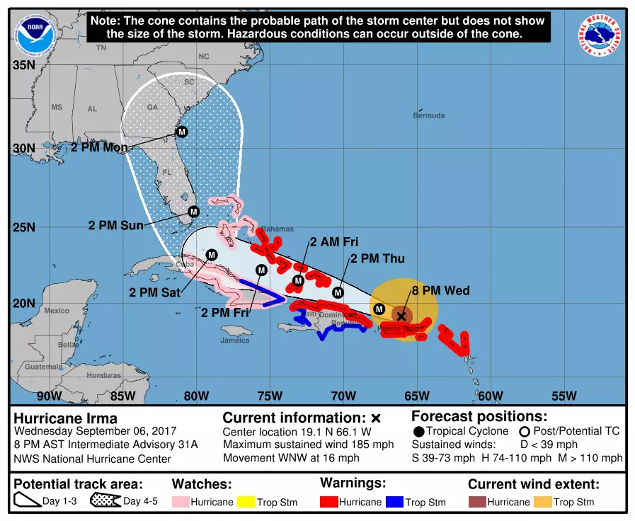 Men chemen destriktif Siklòn Irma ap travèse Karayib la nan direksyon Florid