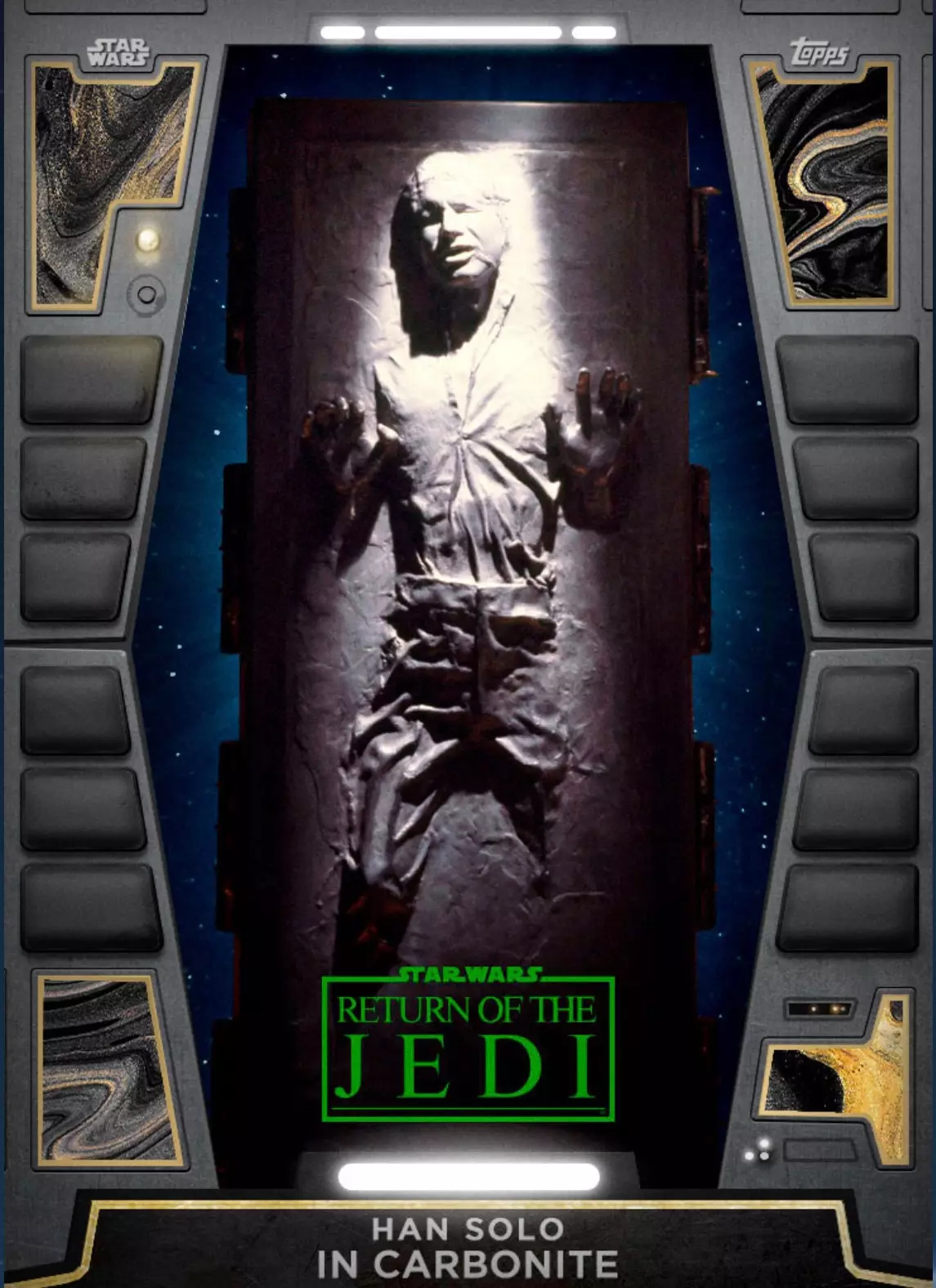 Han Solo sefika sa Carbonite 2020. (Setšoantšo: Topps/Lucasfilm)