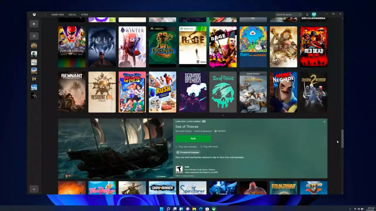 Microsoft sẽ tích hợp Xbox Games ngay vào Windows 11. (Ảnh chụp màn hình: Microsoft)