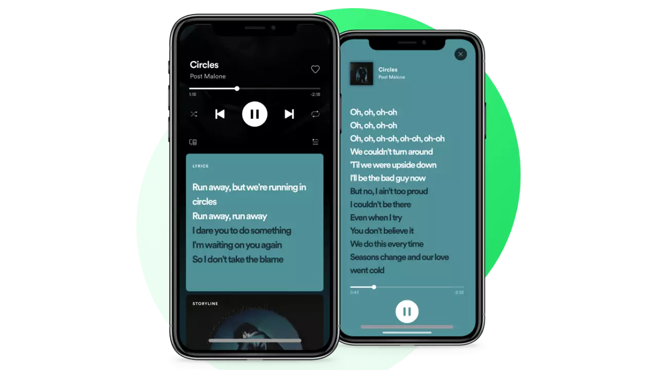 Sekilas tentang ciri lirik Spotify daripada rakan kongsinya, Musixmatch. (Imej: Spotify / Musixmatch)