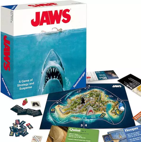 Ein Blick auf die Box-Art und das Board für Jaws. (Bild: Ravensburger)