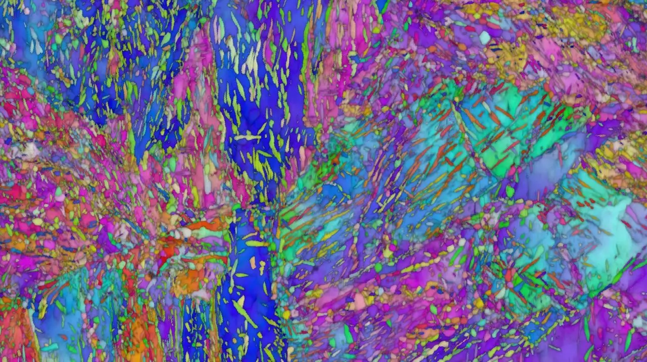 Srednji manganski čelik pod mikroskopom. (Slika: Jake Benzing / NIST)