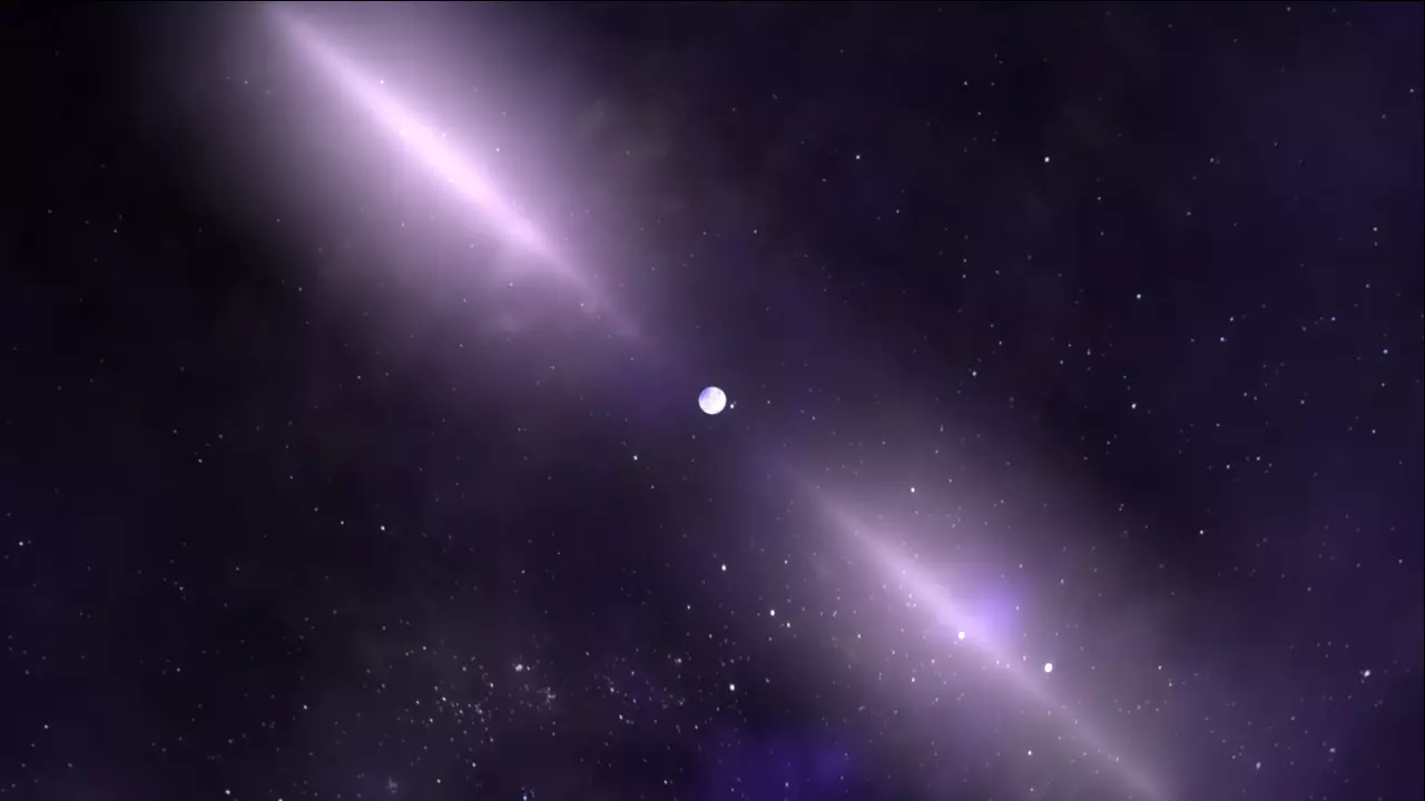 pulsar တစ်ခုအပေါ်အနုပညာရှင်၏အထင်အမြင်။ (ဥပမာ- နာဆာ)