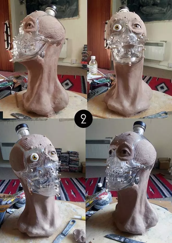 Artistul criminalist dezvăluie fața acelei sticle de vodcă în formă de craniu