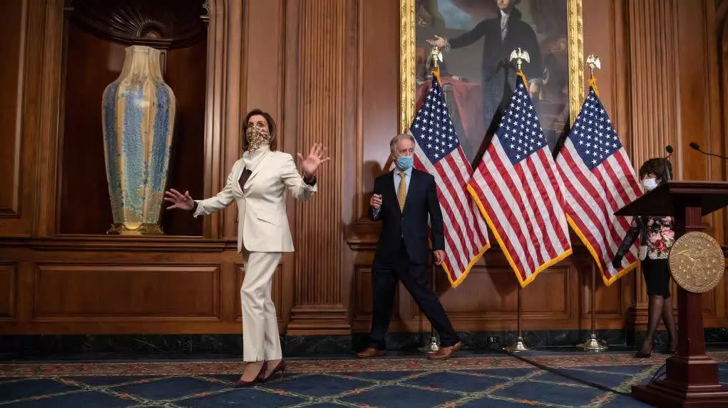 Nancy Pelosi, þingforseti, á Capitol Hill.